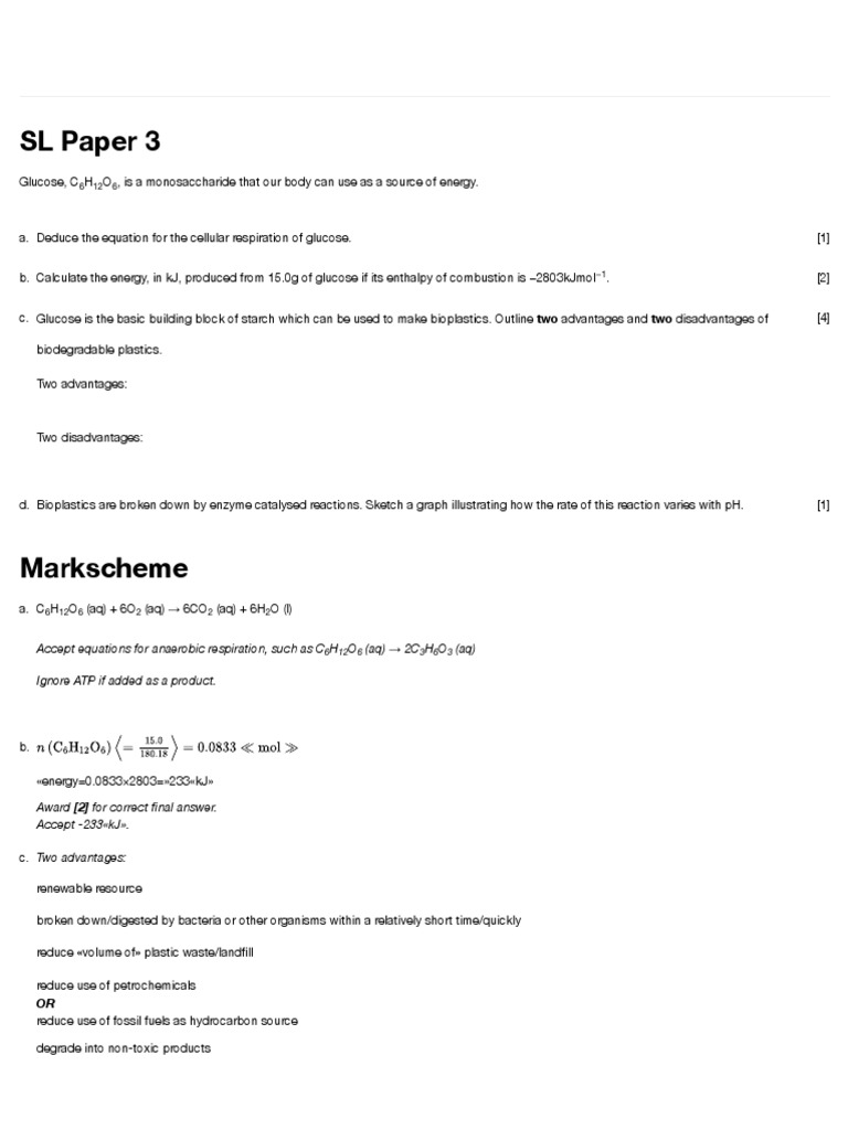 Markscheme SL Paper3 | PDF | High Density Lipoprotein | Fat