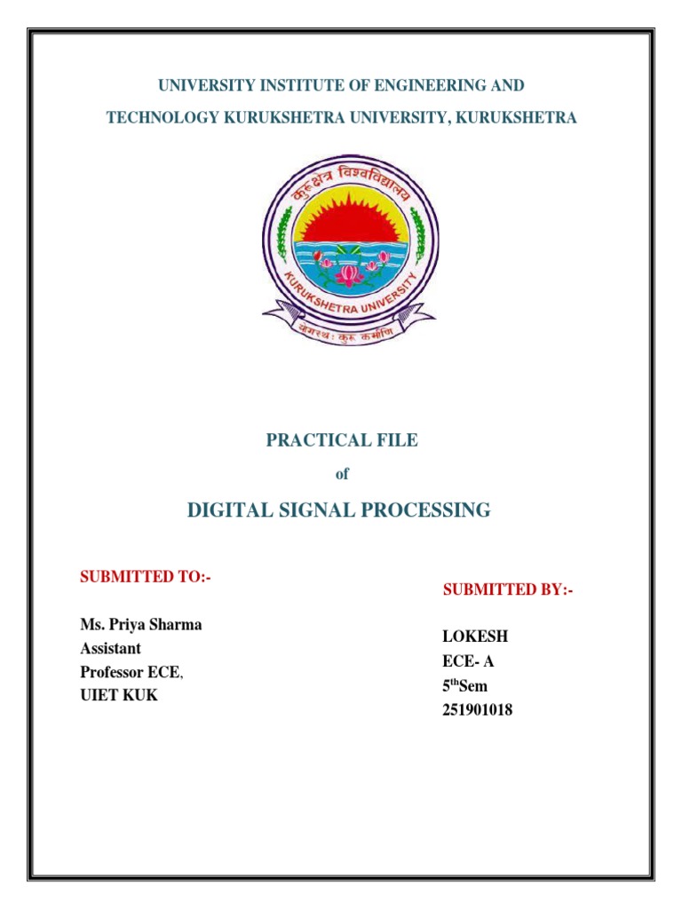 LOKESH - DSP Practical File (251901018 ECE A) | PDF | Trigonometric ...