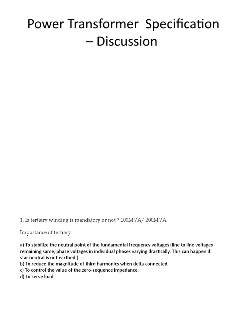 Power Transformer Specification - Discussion | PDF | Transformer ...