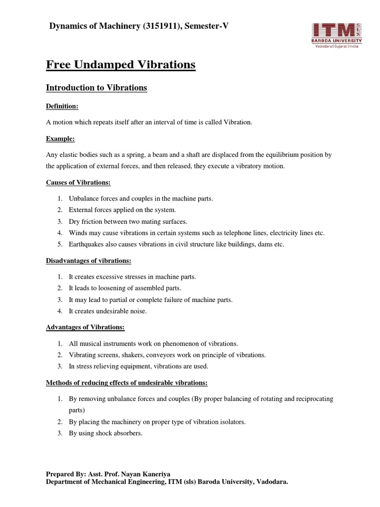 Vibration Lecture Note | PDF Vibration Lecture Note | PDF