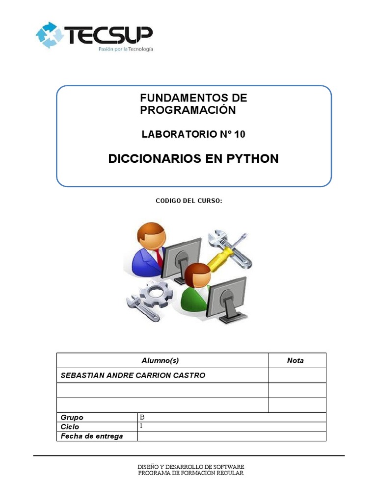 Diccionarios en Python: Laboratorio 10 | PDF | Python (lenguaje de ...