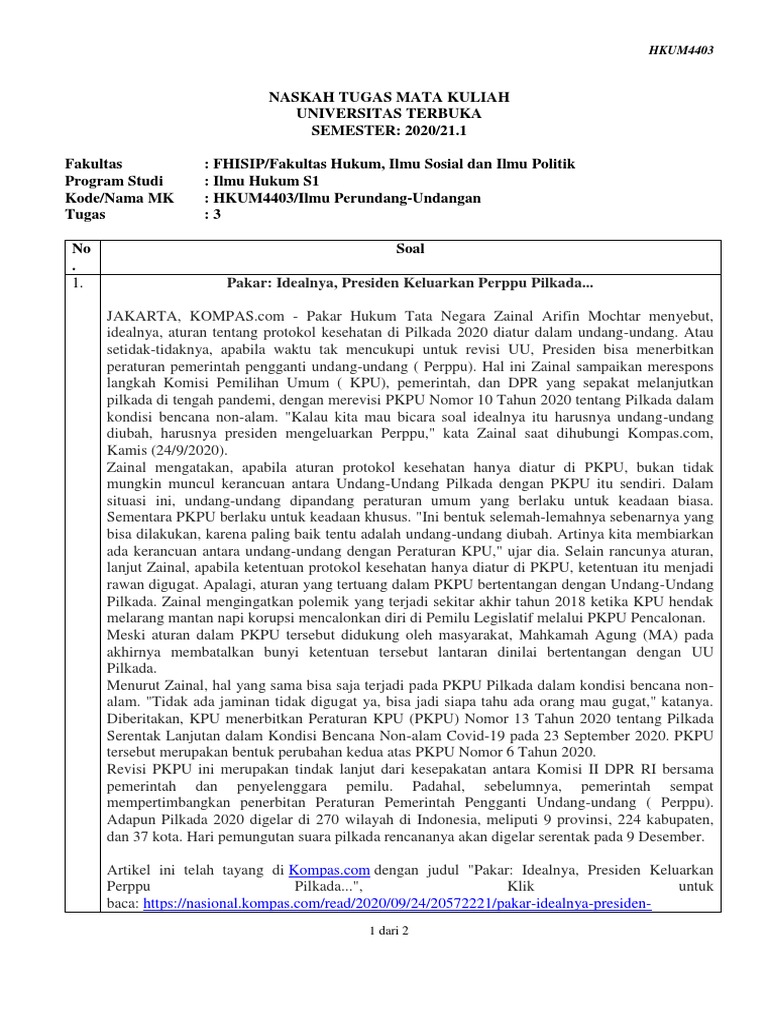 Naskah Hkum4403 Tugas3 | PDF