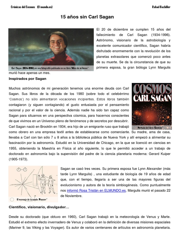 15 años sin Carl Sagan: legado cósmico | PDF | Astronomía | Science