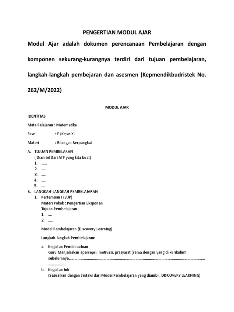 Form Modul Ajar | PDF