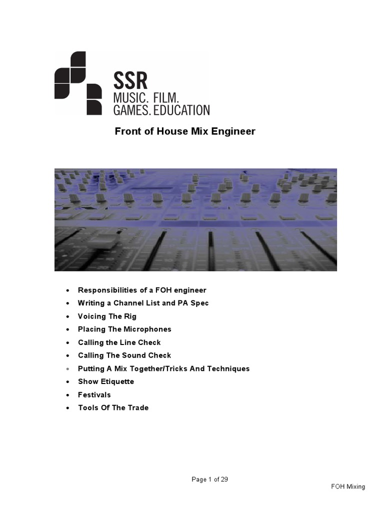 Foh Mixing | PDF | Drum Kit | Singing