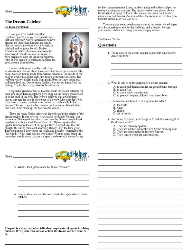 Reading Comp - Dream Catcher | Download Free PDF | Spider | Ojibwe
