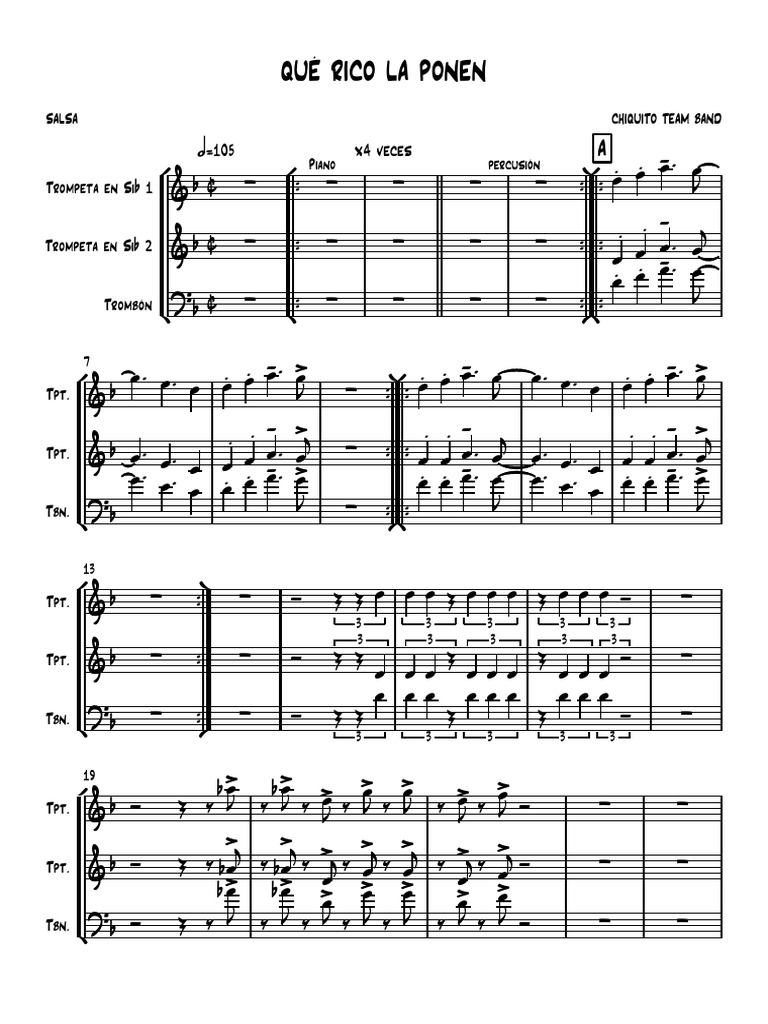 Que Rico La Ponen, Chiquito Team Band | PDF