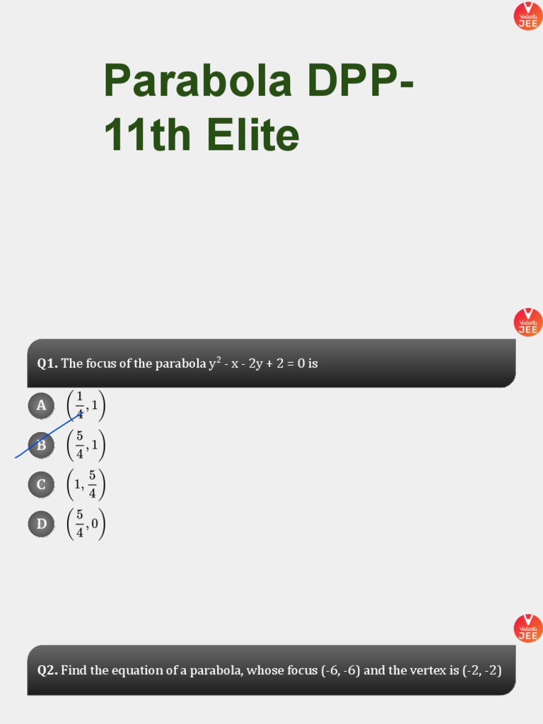 Parabola DPP - 11th Elite | PDF | Perpendicular | Tangent