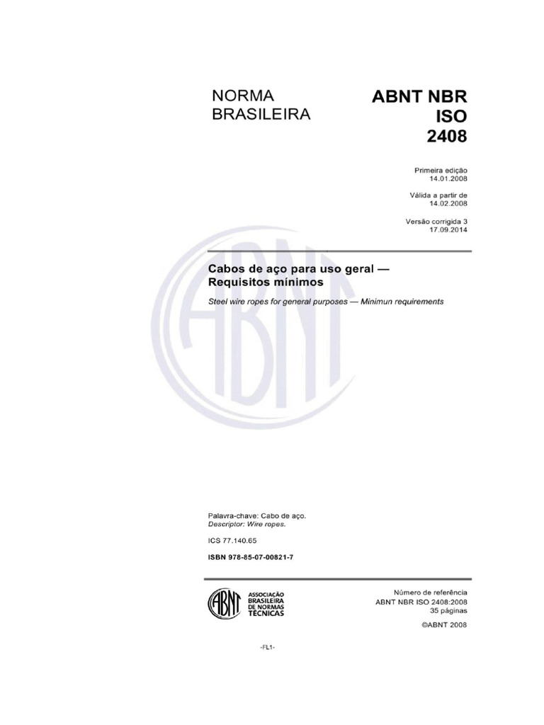 ISO 2408 de 01.2008 - Cabos de Aço para Uso Geral - Requisitos Mínimos ...