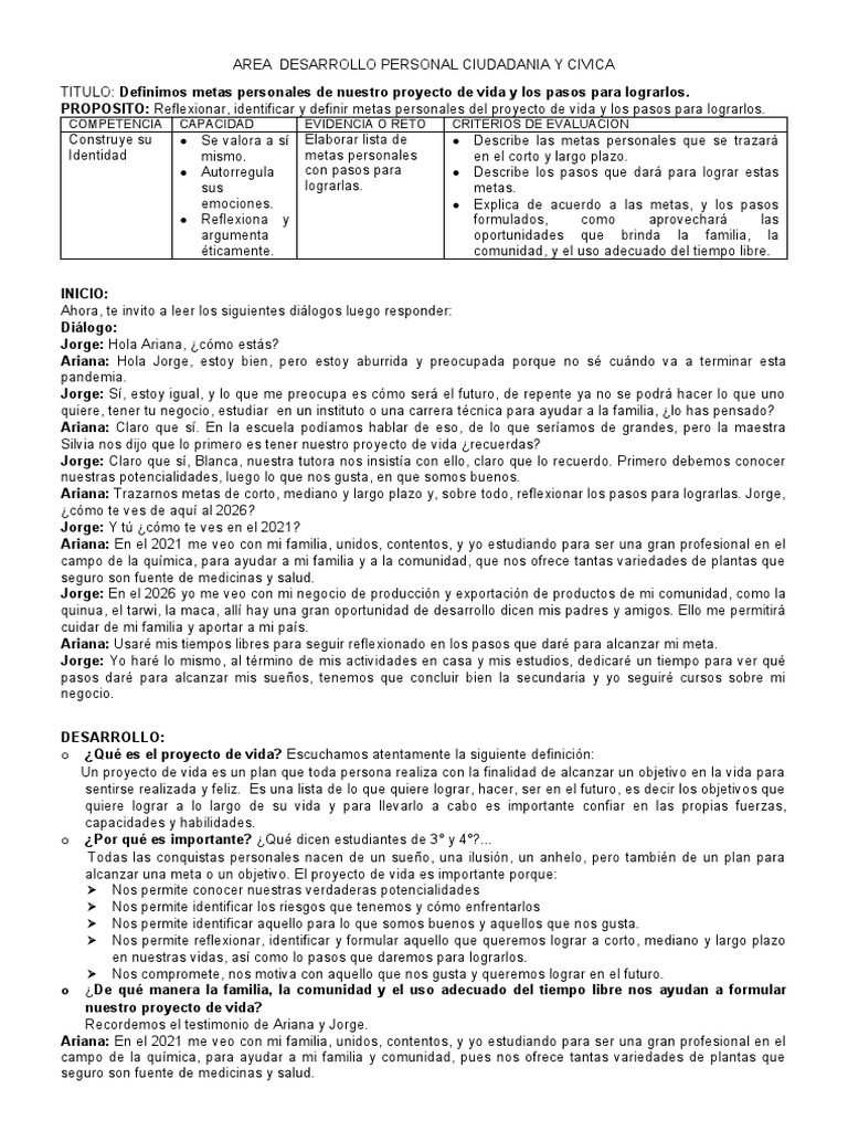 DPCC 3° Y 4° Sem 32 | PDF | Crecimiento personal y profesional | Relaciones personales, crianza ...