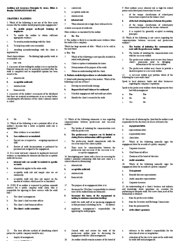 Audit Theory Test Bank | PDF | Audit | Financial Audit
