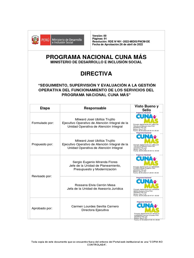 DIRECTIVA Seguimiento Supervisión Evaluación F F 2 F F F | PDF ...