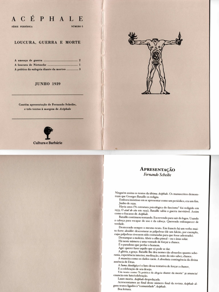Georges Bataille - Acéphale Número 5 - Loucura, Guerra e Morte. 5 ...