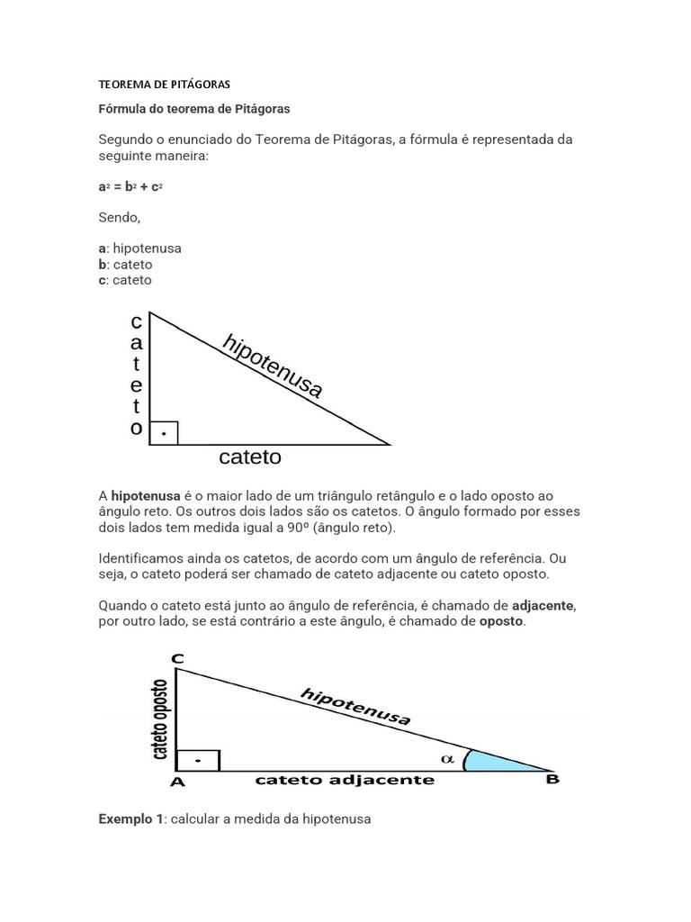 Teorema de Pitágoras Fórmula | PDF