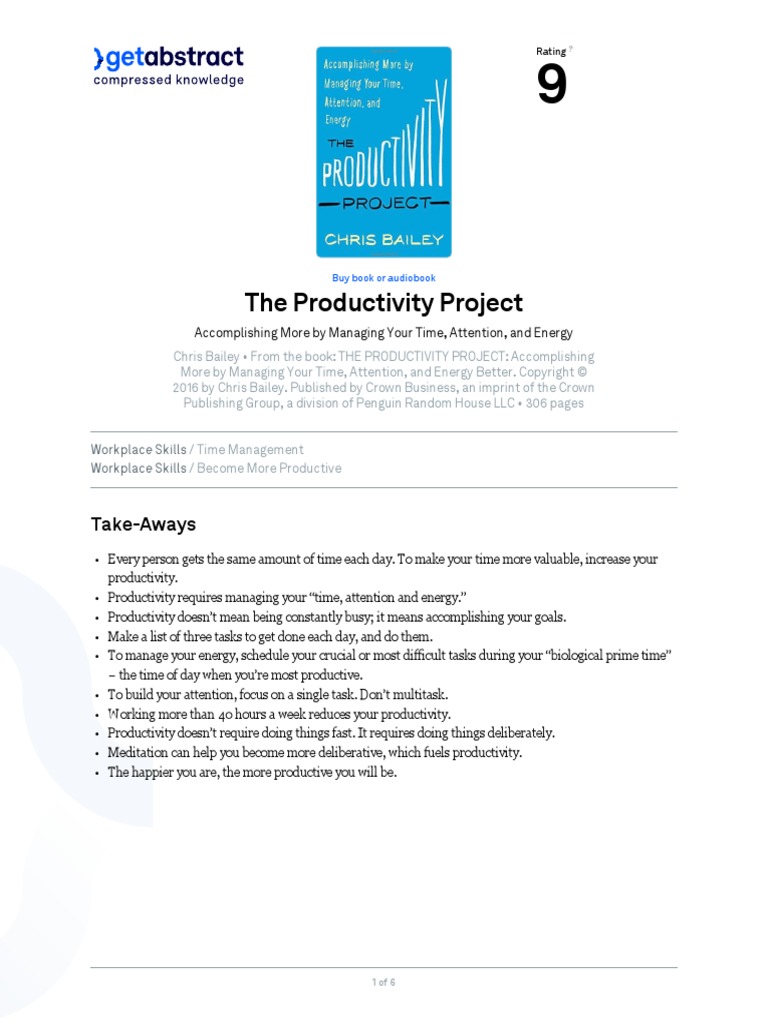 The Productivity Project Bailey en 26999 | PDF | Sleep | Attention