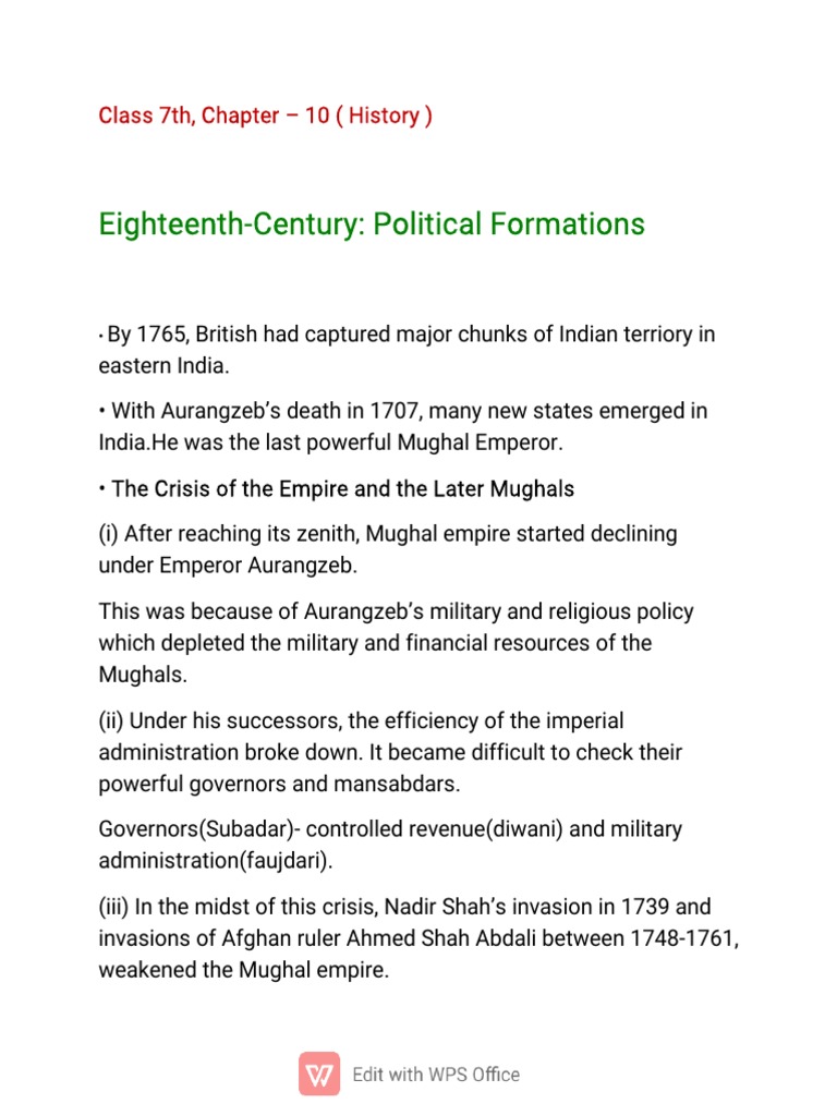 Eighteenth-Century Political Formations | PDF