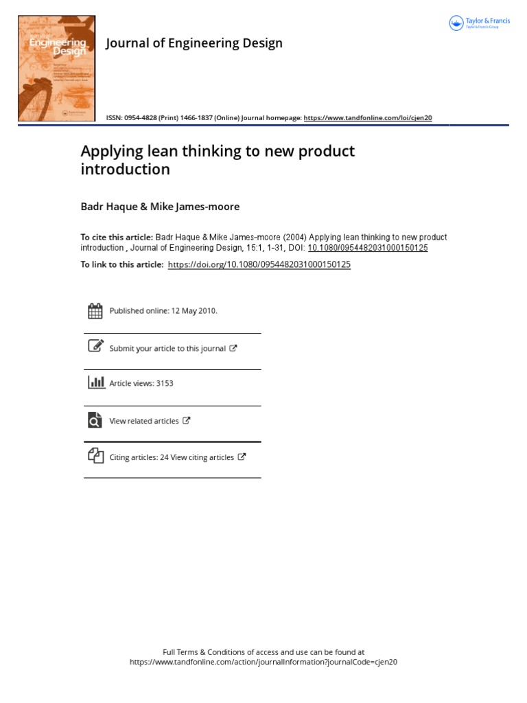 Applying Lean Thinking To New Product Introduction | PDF | Lean ...