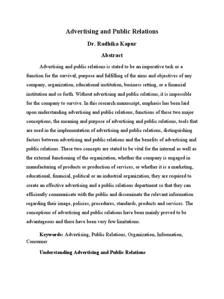 Advertising and Public Relations | PDF | Public Relations | Advertising
