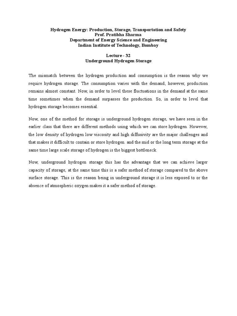 Lec 32 | PDF | Natural Gas Storage | Hydrogen
