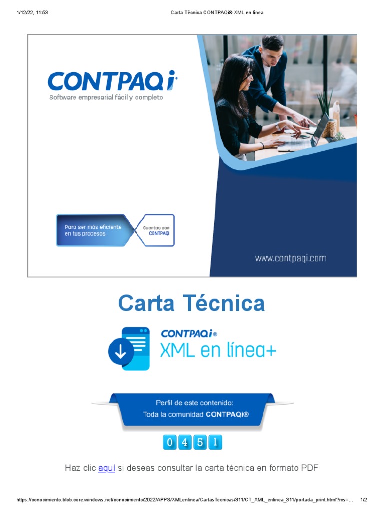 Carta Técnica CONTPAQi® XML en Línea | PDF