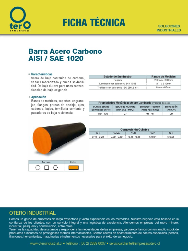 Barra Acero AISI 1020: Características y Aplicaciones | PDF | Acero ...