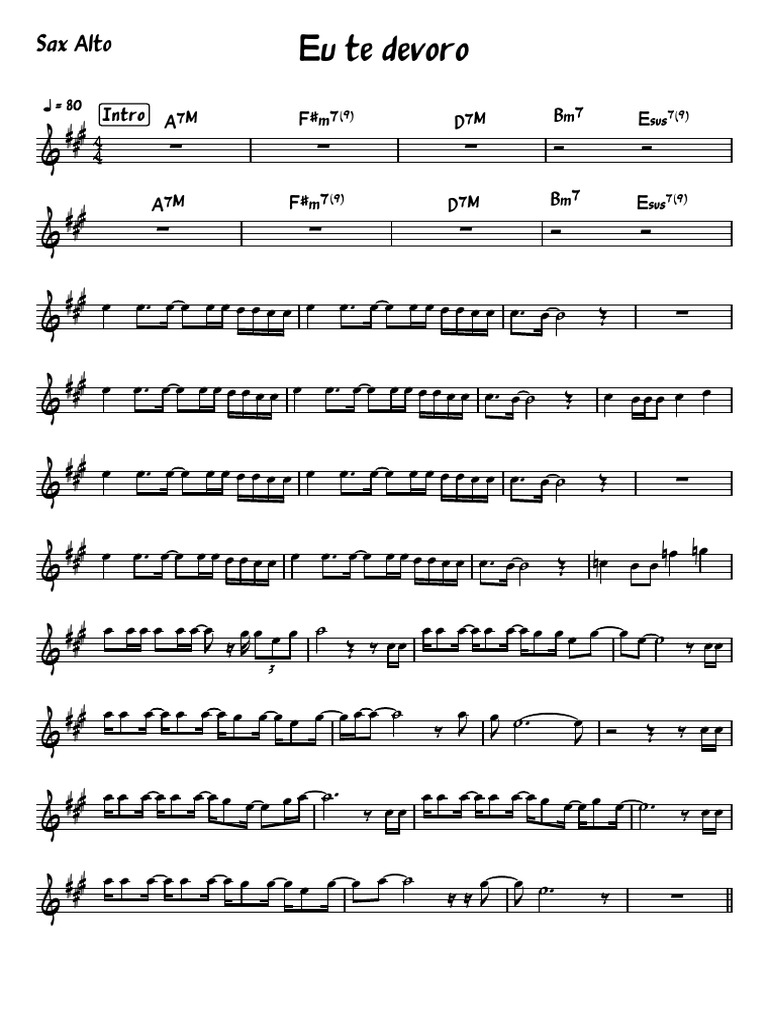 Eu Te Devoro Sax - Alto | PDF