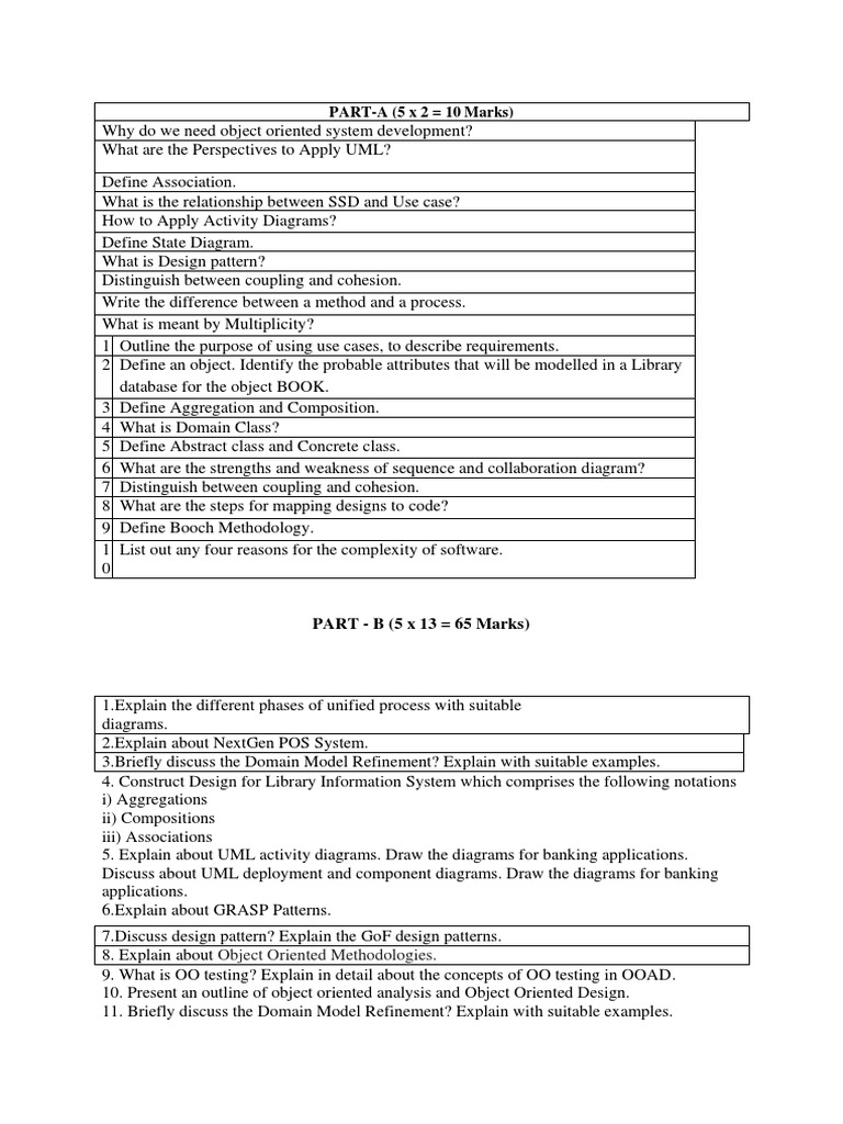 OOAD Questions | PDF | Use Case | Computer Engineering OOAD Questions | PDF | Use Case | Computer Engineering