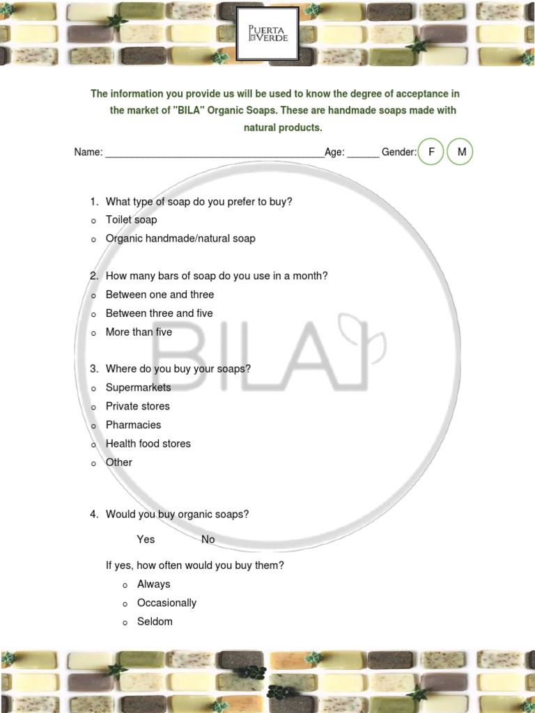 Market Survey for BILA Organic Soaps | PDF