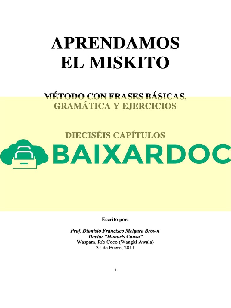 Aprendamos El Miskito | PDF | Gramática | Lingüística