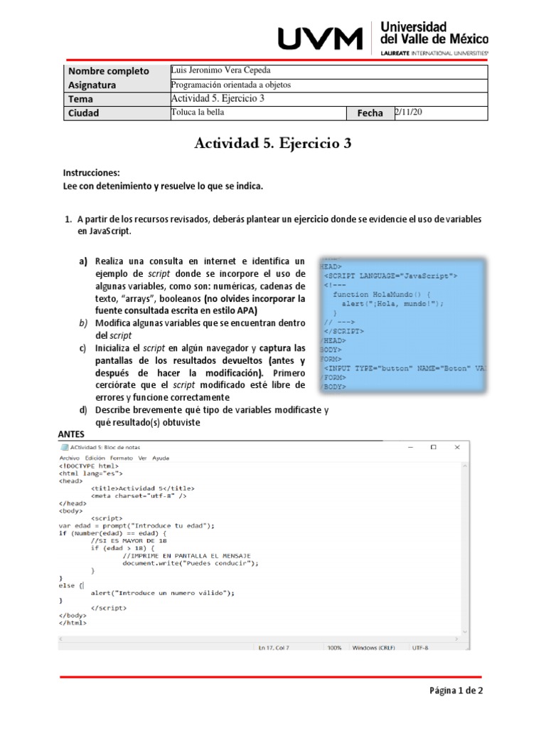 Programación Orientada A Objetos Pdf Script Java Variable Informática 5143