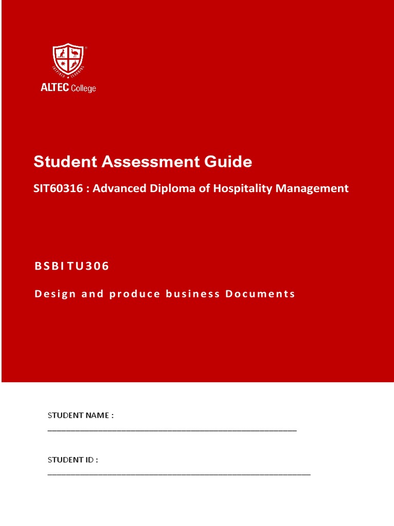 BSBITU306 - Design and Produce Business Documents - Student Assessment ...