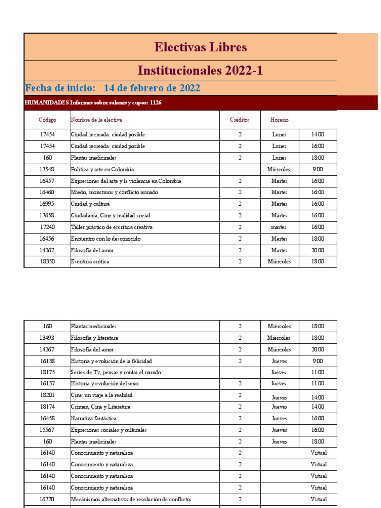 Electivas 2022-1 | PDF