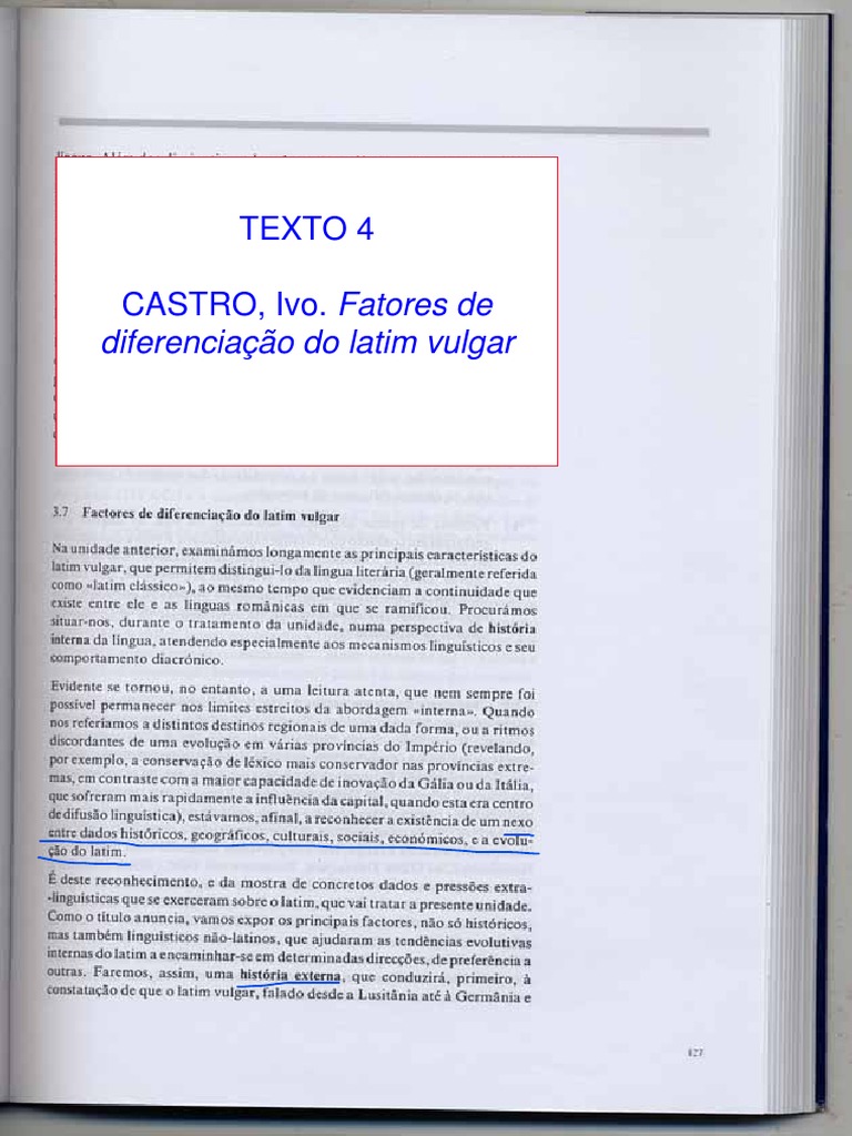TEXTO 4 - CASTRO, Ivo. Fatores de Diferenciação Do Latim Vulgar | PDF