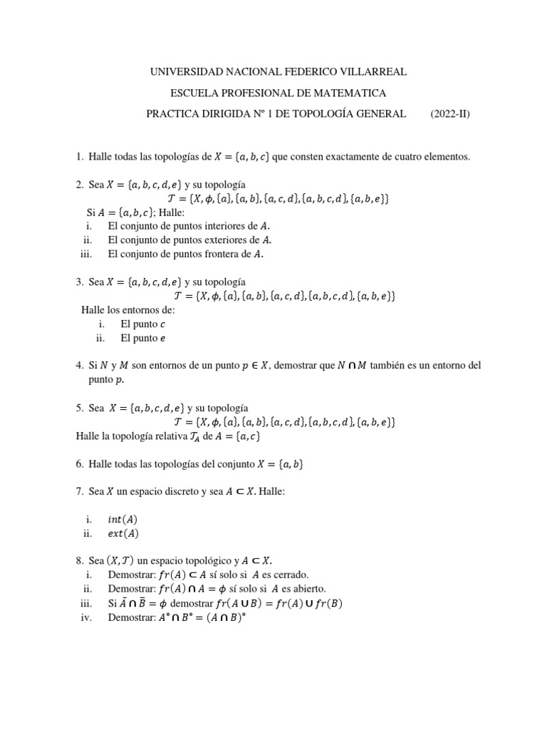 Practica 1 de Topología General | PDF | Intervalo (Matemáticas) | Topología
