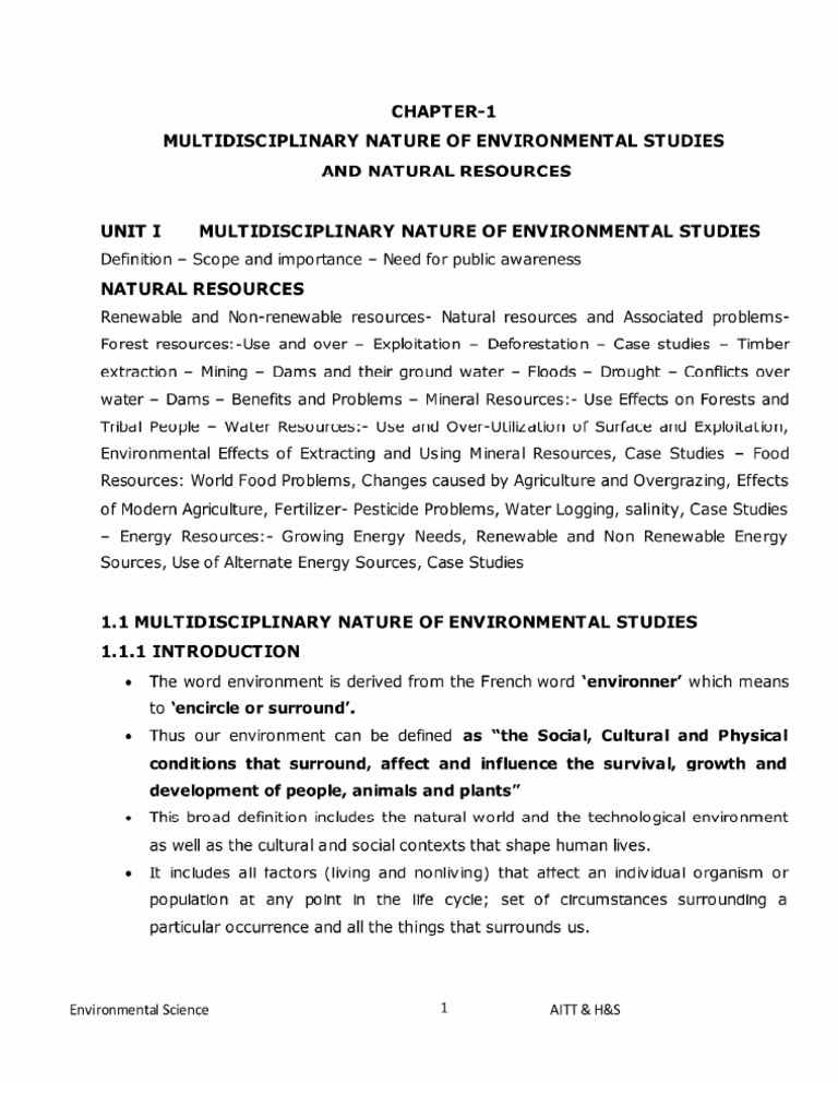 Unit 1 - Environmental-Studies-Lecture-notes | PDF