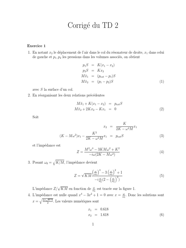 Corrige td2 | PDF | Acoustique | Phénomène périodique