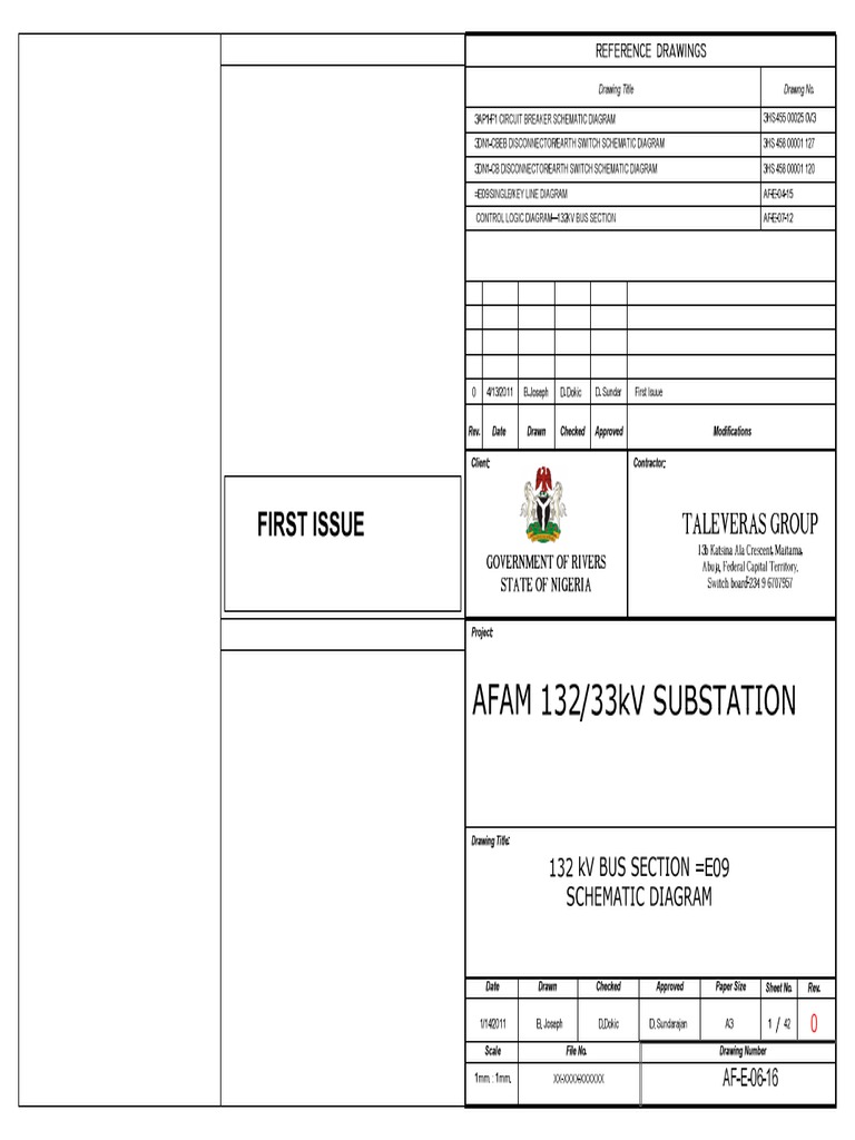 AF-E-06-16 - 0 - 132kV Bus Section E09 - Schematic Diagram | PDF | Relay | Electricity