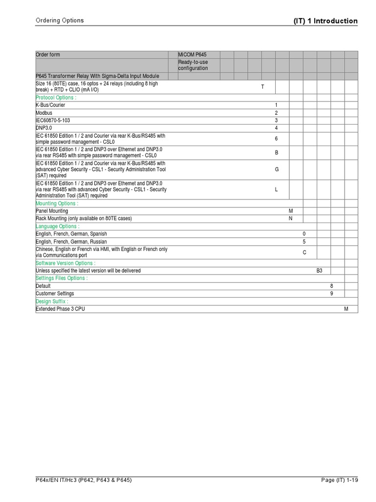 P645 Transformer Relay Order Form | PDF | Computer Architecture | Computing