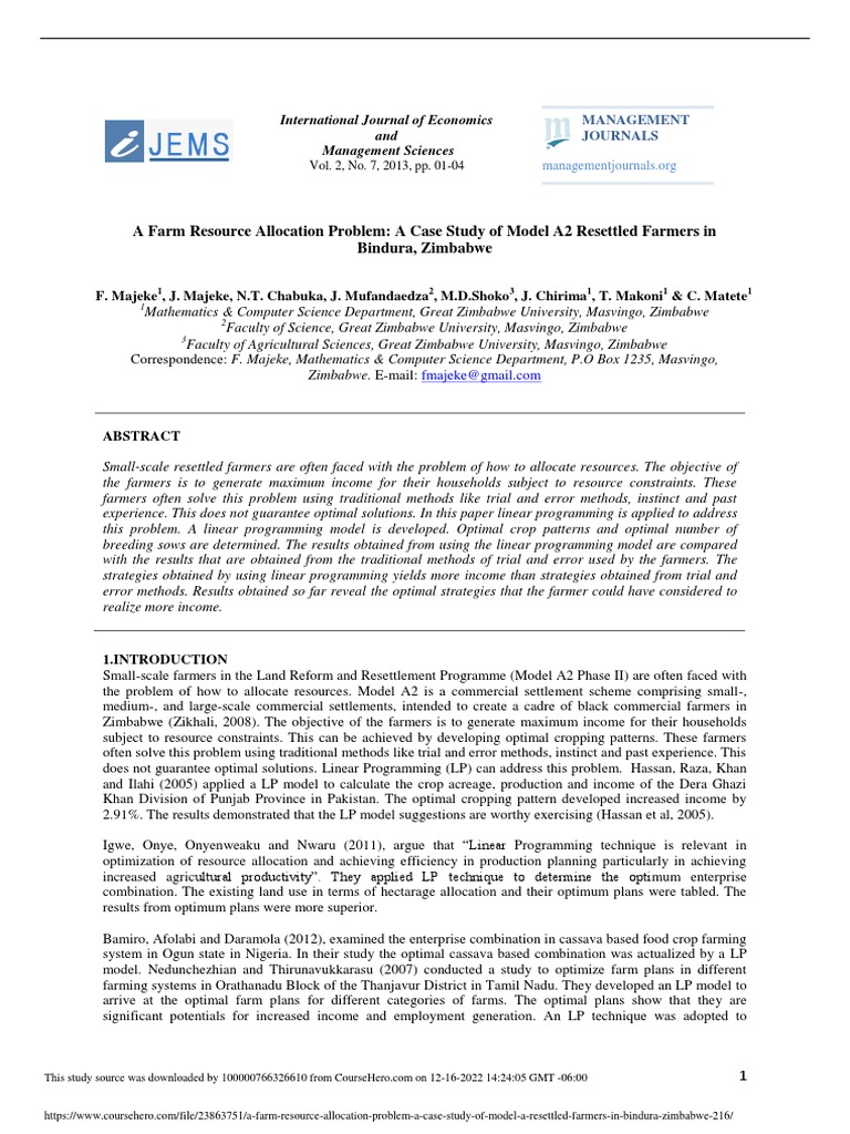 A-Farm-Resource-Allocation 1 | PDF | Mathematical Optimization | Linear ...