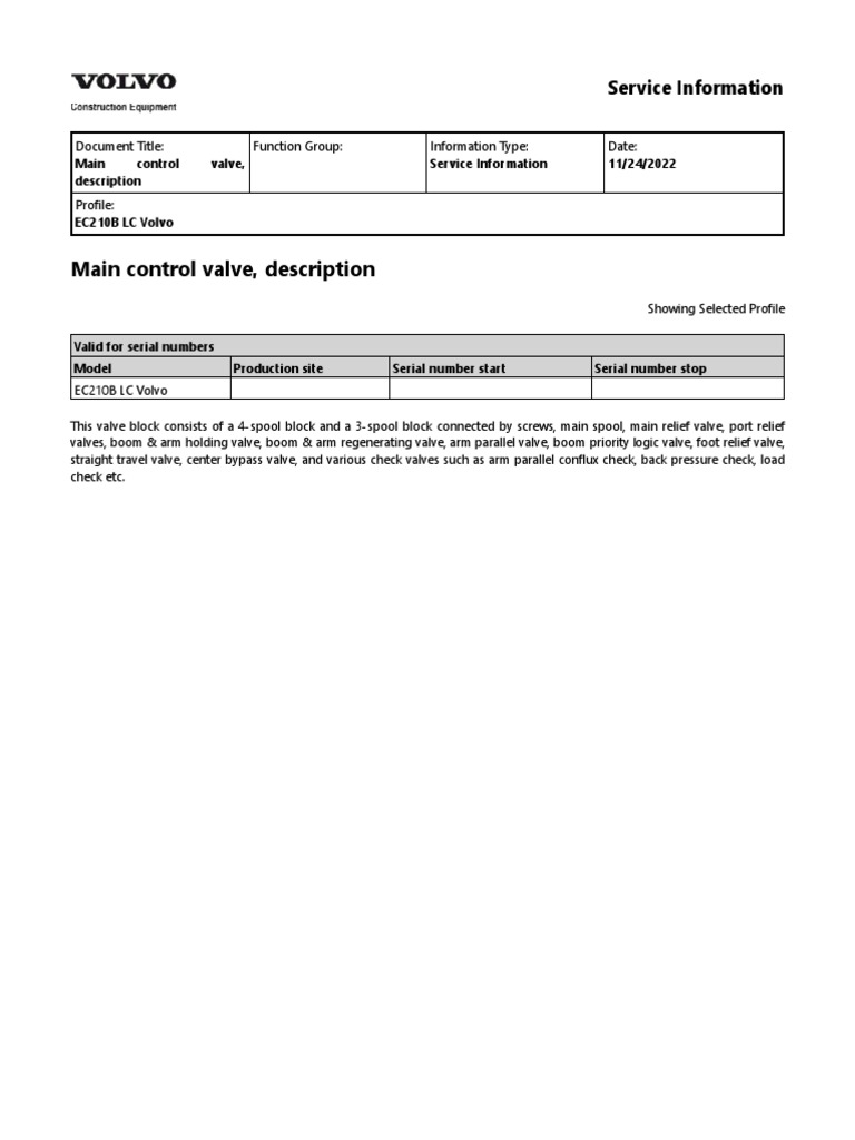 Volvo Control Valve | PDF | Valve | Mechanical Engineering