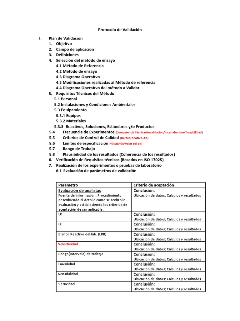 Protocolo de Validación | PDF
