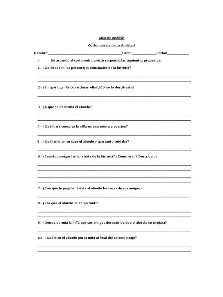 Guia de Analisis Cortometraje | PDF | Historia