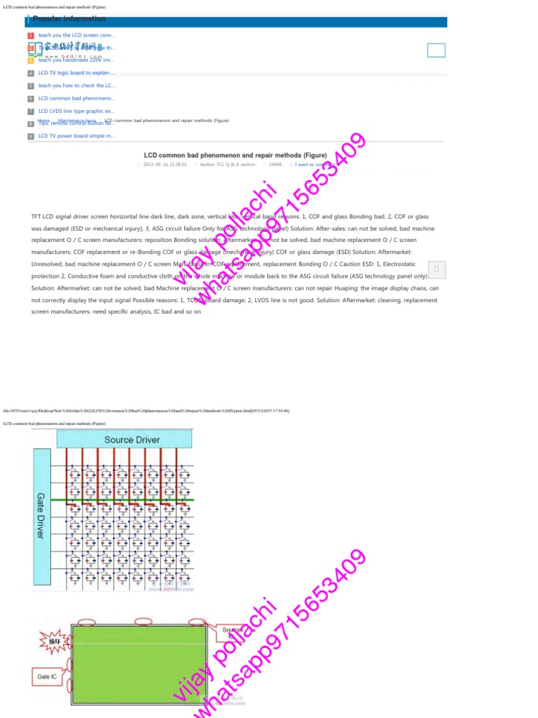 LCD Common Bad Phenomenon and Repair Methods (Figure) | PDF | Liquid ...