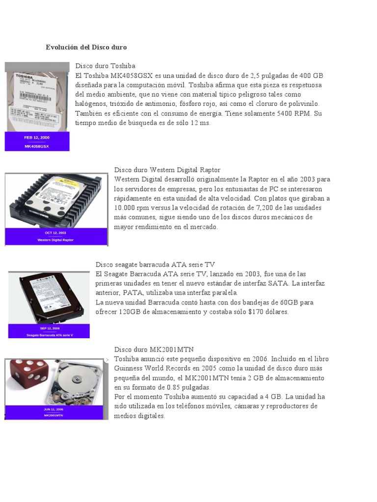 Historia de los Discos Duros | PDF | Disco duro | Memoria de acceso aleatorio