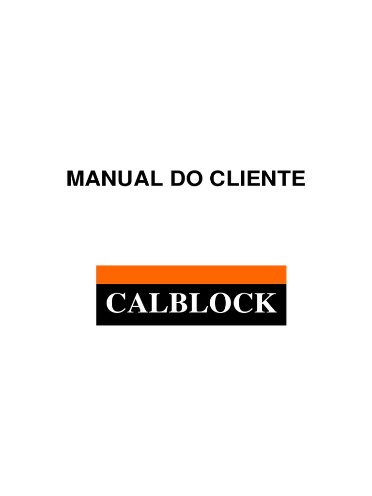 Manual Do Cliente: Calblock | PDF