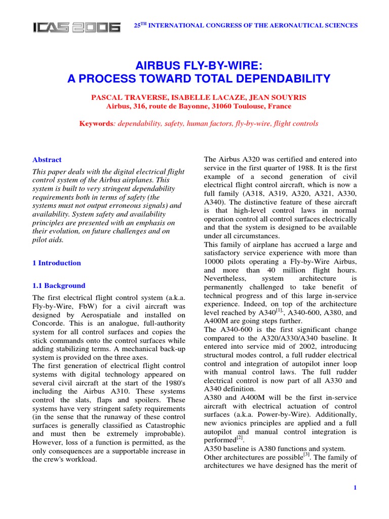 Airbus Fly-By-Wire: A Process Toward Total Dependability | Download ...