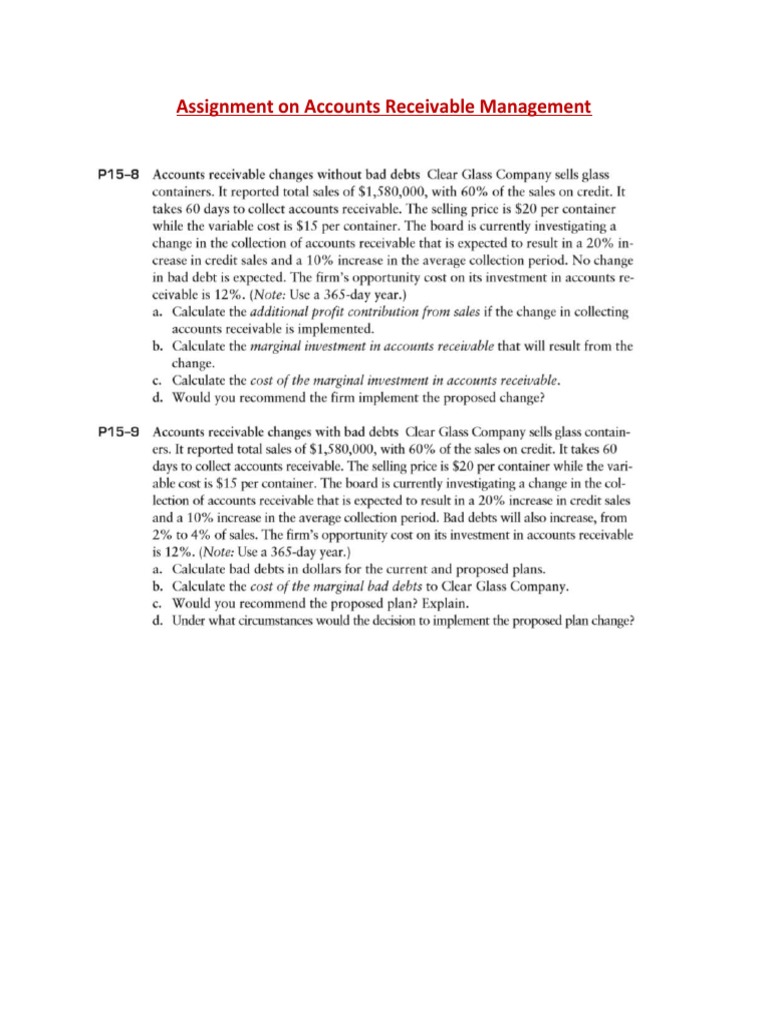 Assignment On Accounts Receivable Management | PDF