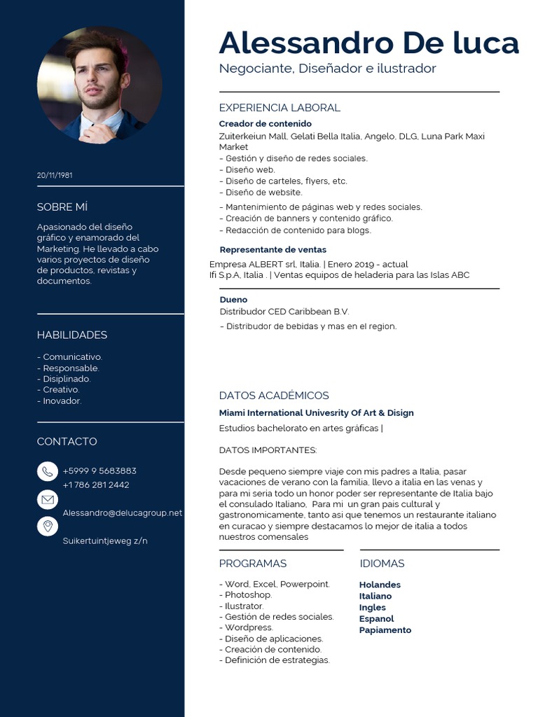 Currículum Corporativo Minimalista Azul Marino | PDF | Comunicación ...