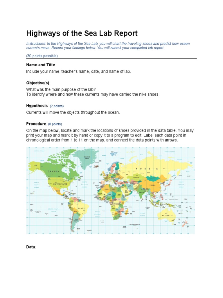 Highways of The Sea Lab Report: Name and Title | Download Free PDF | Earth Sciences | Physical ...