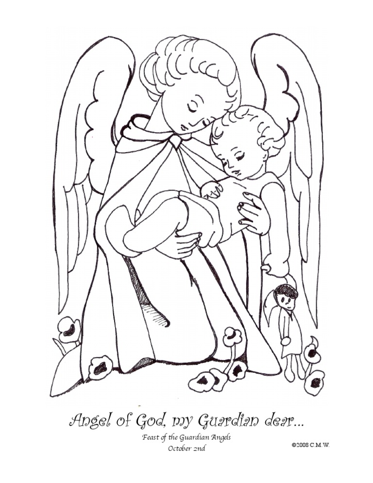 Guardian Angel Coloring Pages For Children